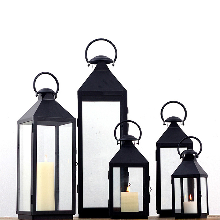 Black metal frame square decorative lanterns